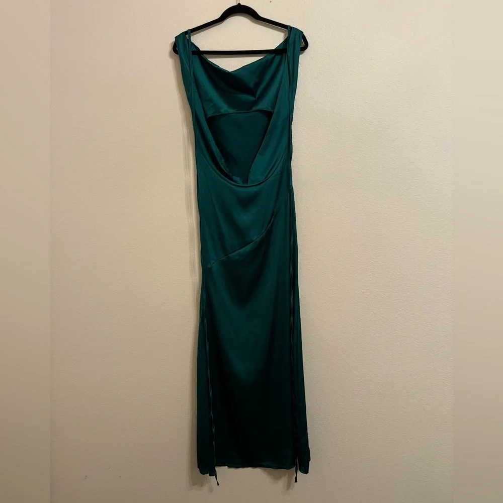 Fenity | Dresses | Fenity Isabelle Maxi Slip Dress Kelly Green Satin ...